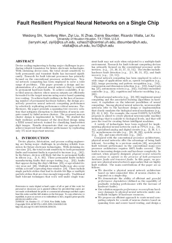 (PDF) Fault Resilient Physical Neural Networks on a Single Chip