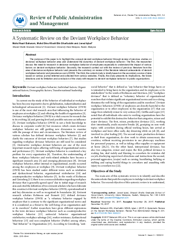 (PDF) Review of Public Administration and Management A Systematic ...