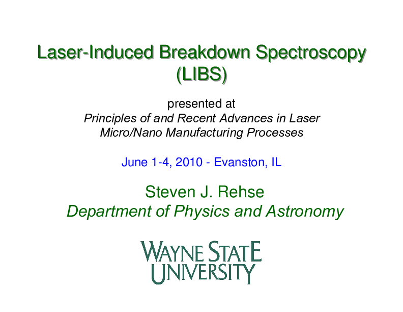(PDF) Laser-Induced Breakdown Spectroscopy (LIBS) Laser-Induced ...