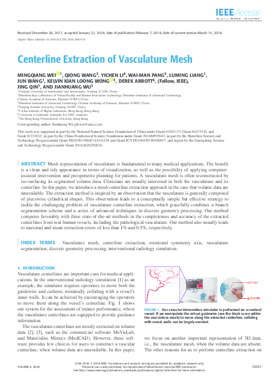 (PDF) Centerline Extraction of Vasculature Mesh
