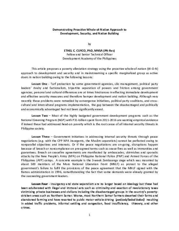 (DOC) Demonstrating Whole-of-Nation Approach to Development, Security ...