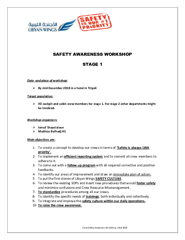 (DOC) SAFETY AWARENESS STAGE