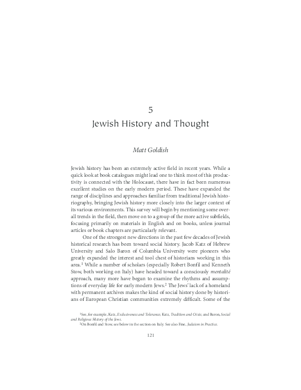 (PDF) Matt Goldish, “Jews in Early Modern Europe,” in David M. Whitford ...
