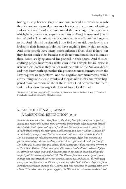 (PDF) Matt Goldish, “Are the Donme Jewish? A Rabbinical Reflection ...