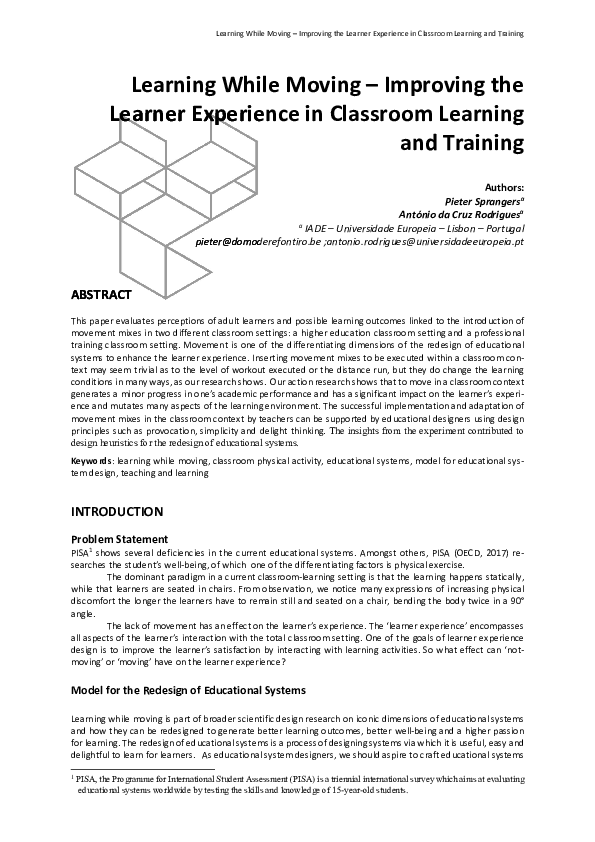 (PDF) Learning While Moving -Improving the Learner Experience in ...