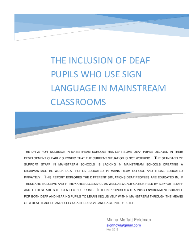 (PDF) Deaf Children in Mainstream Classrooms