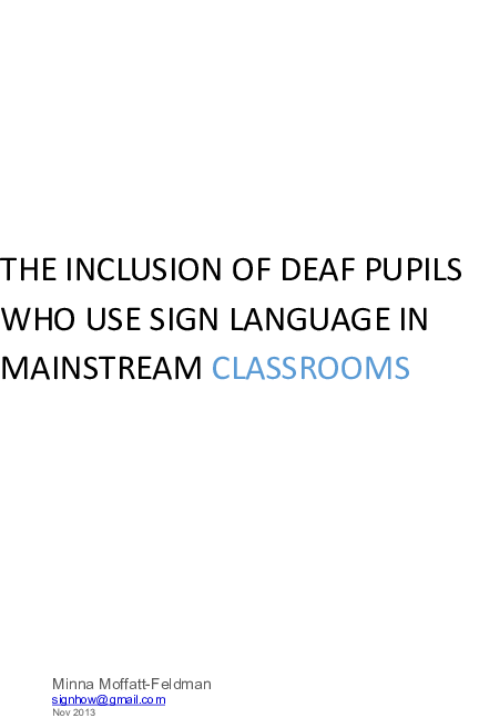 (DOC) THE INCLUSION OF DEAF PUPILS WHO USE SIGN LANGUAGE IN MAINSTREAM ...