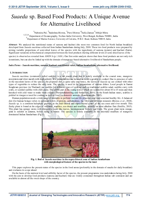 (PDF) Suaeda sp. Based Food Products: A Unique Avenue for Alternative ...