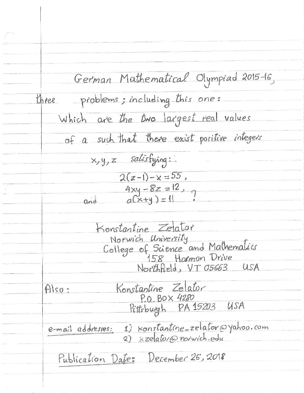 (PDF) German Mathematical Olympiad 2015-16 , three problems; including ...