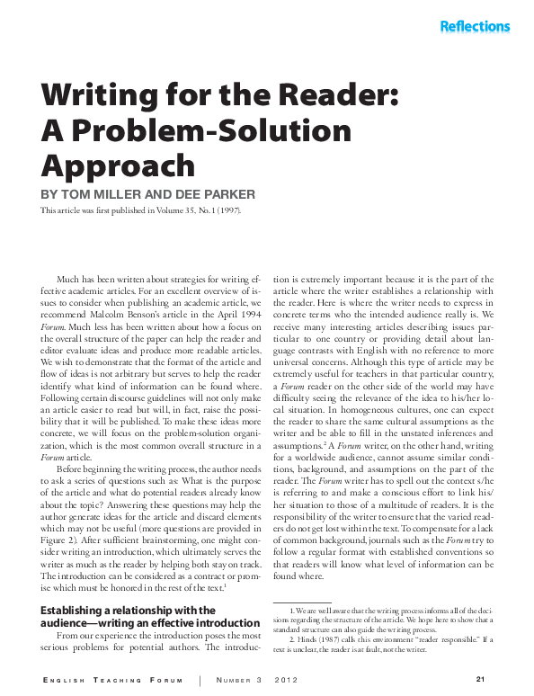(PDF) Writing for the Reader: A Problem-Solution Approach