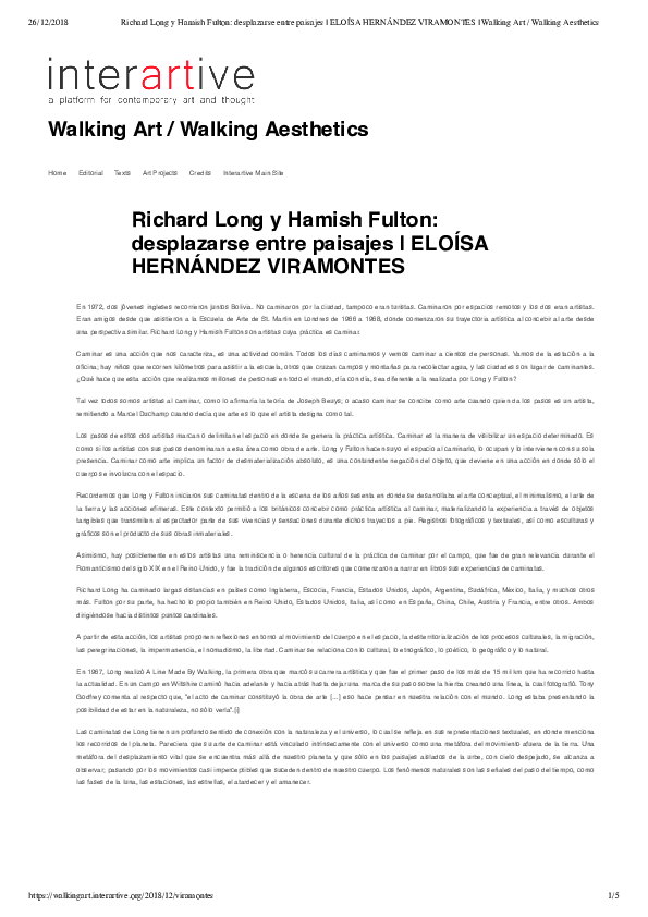 (PDF) Richard Long y Hamish Fulton: Desplazarse entre paisajes