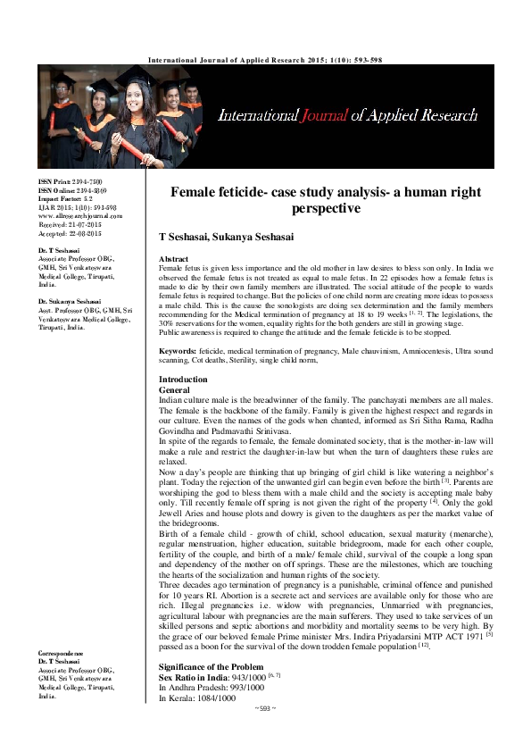 (PDF) Female feticide-case study analysis-a human right perspective