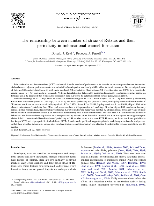 (PDF) The relationship between number of striae of Retzius and their ...