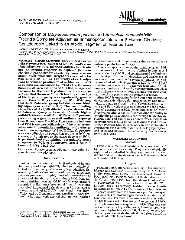 (PDF) Comparison of Corynebacterium parvum and Bordetella pertussis ...