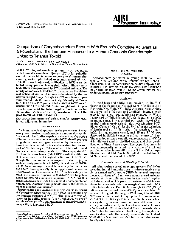 (PDF) Comparison of Corynebacterium parvum with Freund's complete ...