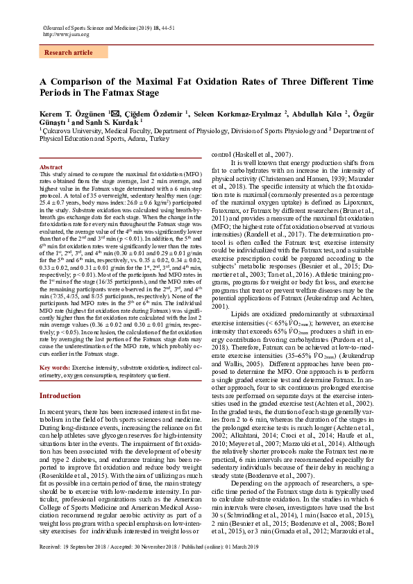 (PDF) Comparison of the Maximal Fat Oxidation Rates of Three Different ...