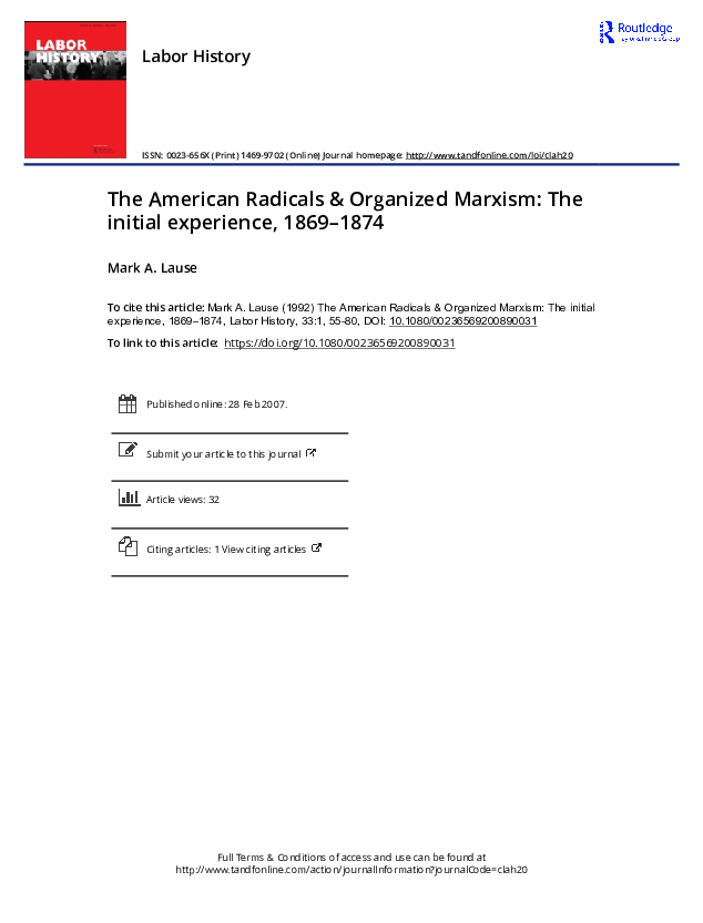 (PDF) Labor History Mark A. Lause