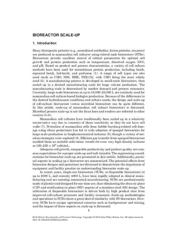(PDF) BIOREACTOR SCALE-UP