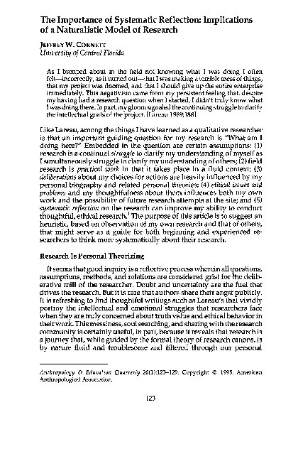 (PDF) The Importance of Systematic Reflection: Implications of a ...