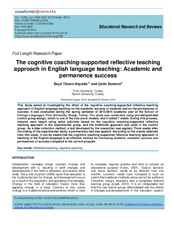(PDF) Cognitive Coaching in English Language Teaching