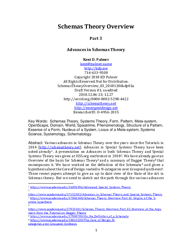 (PDF) Schemas Theory Overview Part 03: Advances in Schemas Theory