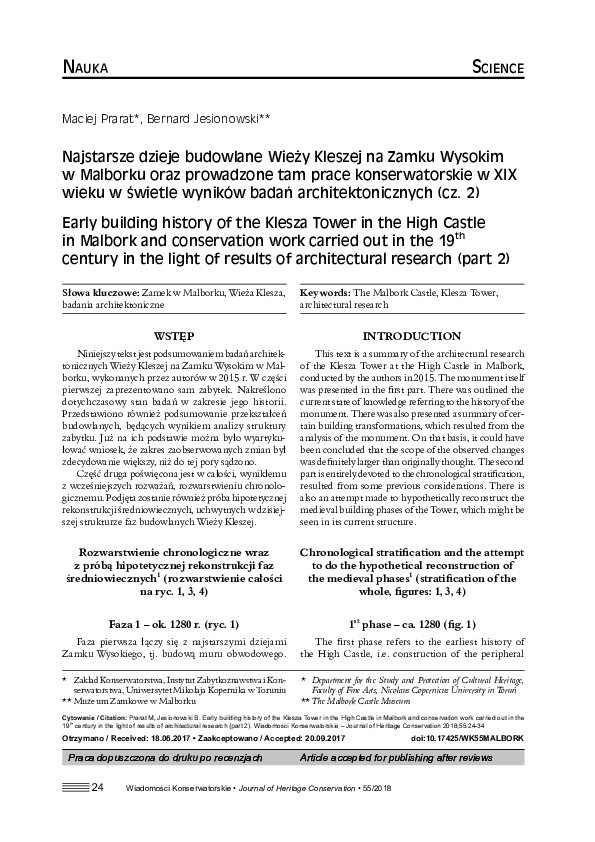 (PDF) Early building history of the Klesza Tower in the High Castle in ...