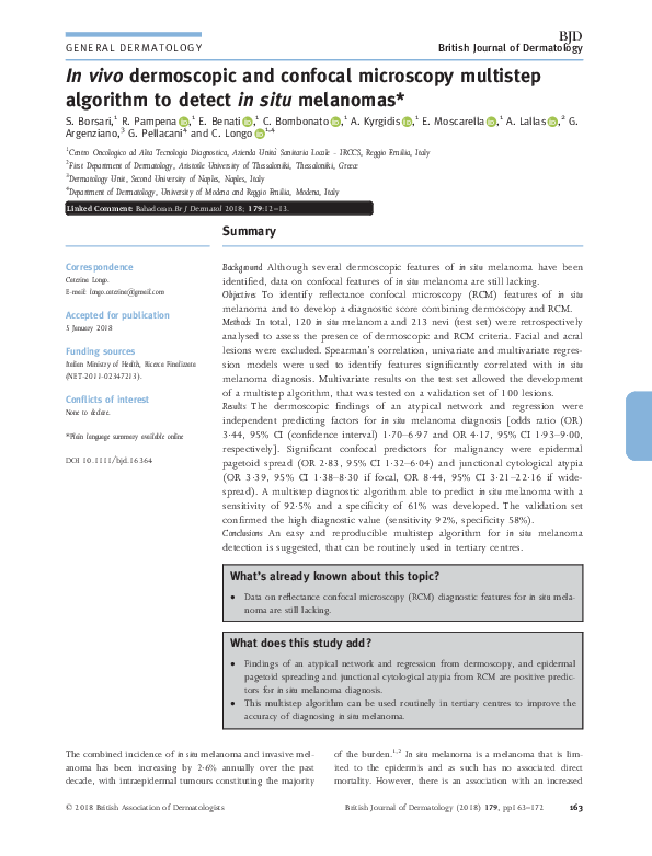 (PDF) In vivo dermoscopic and confocal microscopy multistep algorithm ...