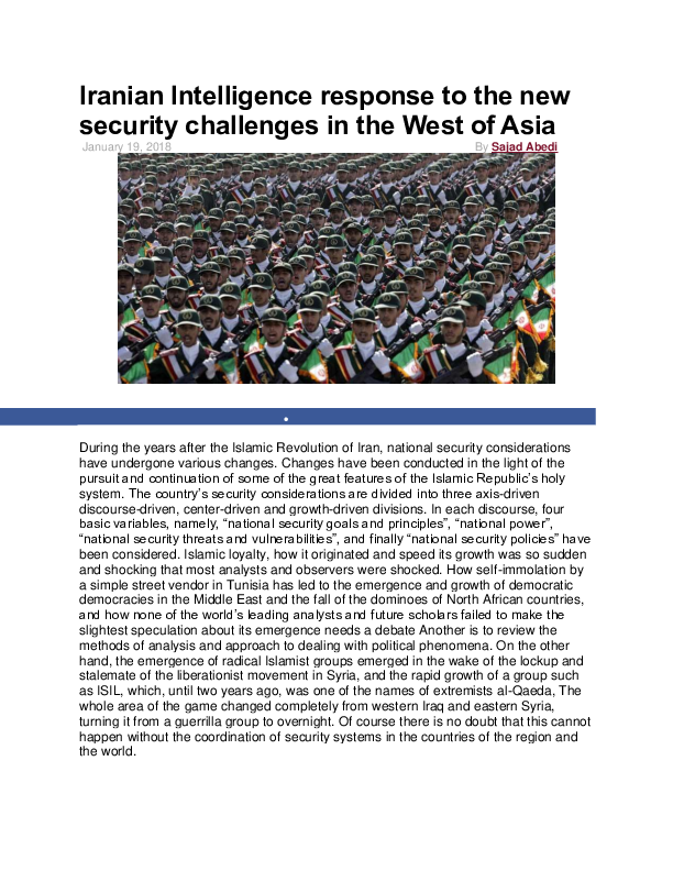 (PDF) Iranian Intelligence response to the new security challenges in ...