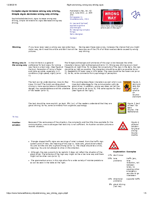 (PDF) Complex signs increase wrong way driving, Simple signs decrease ...