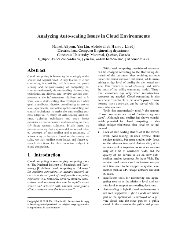 (PDF) Analyzing Auto-scaling Issues in Cloud Environments
