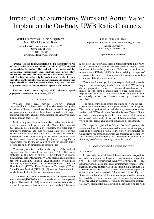 (PDF) Impact of the Sternotomy Wires and Aortic Valve Implant on the On ...