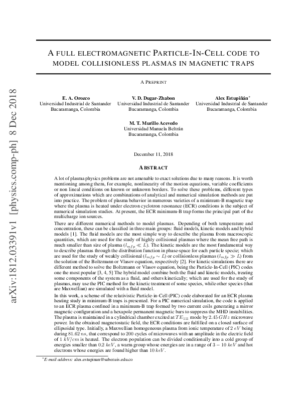 (PDF) A FULL ELECTROMAGNETIC PARTICLE-IN-CELL CODE TO MODEL COLLISIONLESS PLASMAS IN MAGNETIC ...