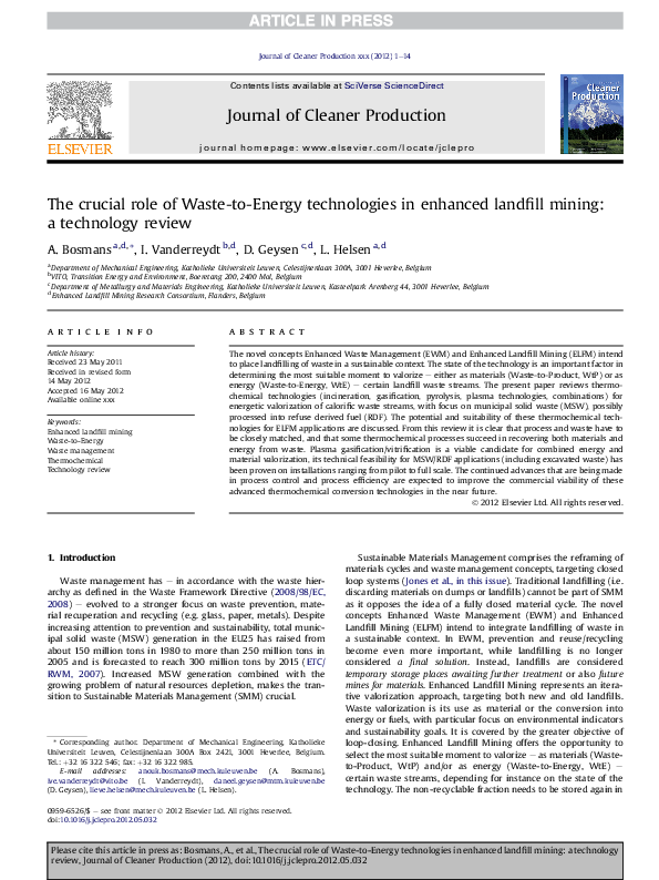 (PDF) The crucial role of Waste-to-Energy technologies in enhanced ...