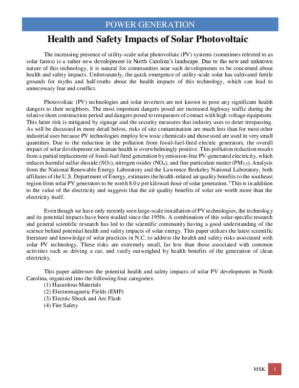 (DOC) Health and Safety Impacts of Solar Photovoltaics 2017 white paper ...
