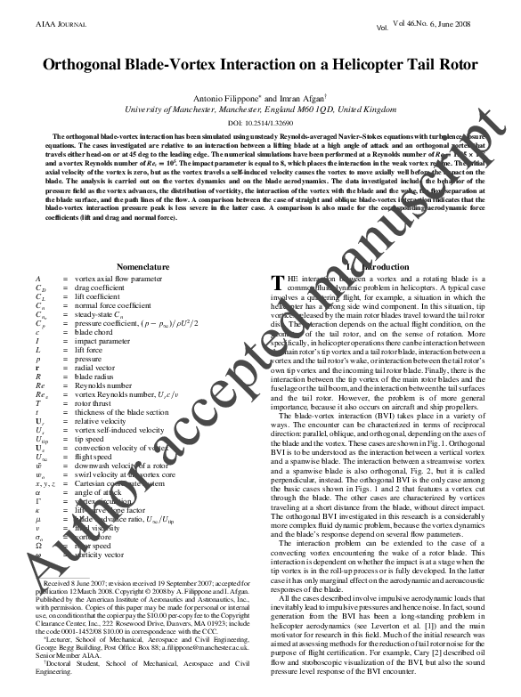 (PDF) Orthogonal Blade-Vortex Interaction on a Helicopter Tail Rotor