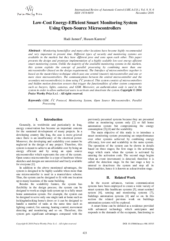 Pdf Low Cost Energy Efficient Smart Monitoring System Using Open