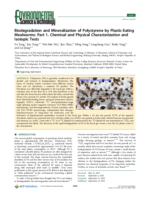 (PDF) Biodegradation and Mineralization of Polystyrene by Plastic ...
