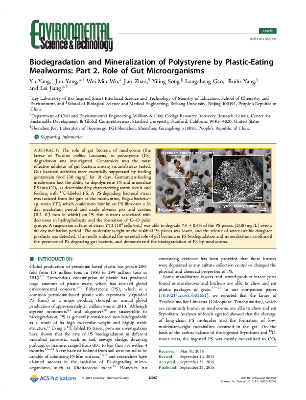 (PDF) Biodegradation and Mineralization of Polystyrene by Plastic ...
