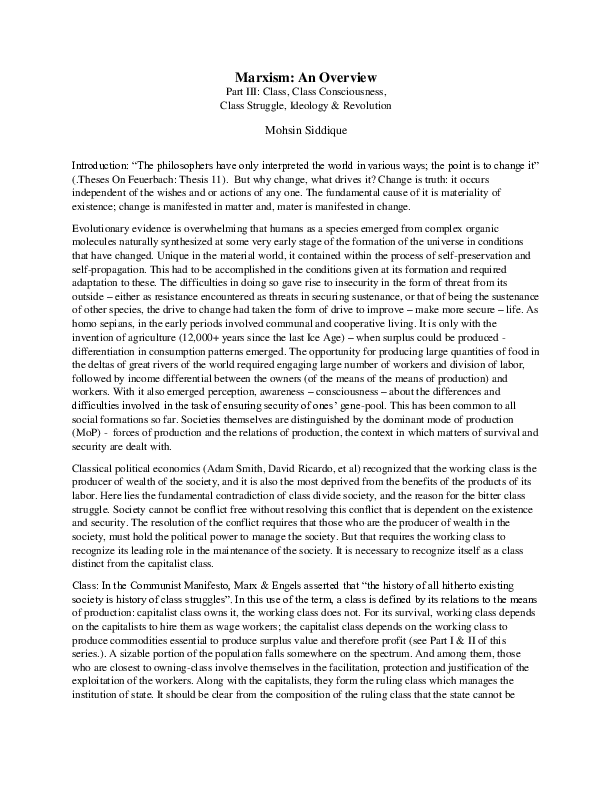 (PDF) Marxism: An Overview Part III