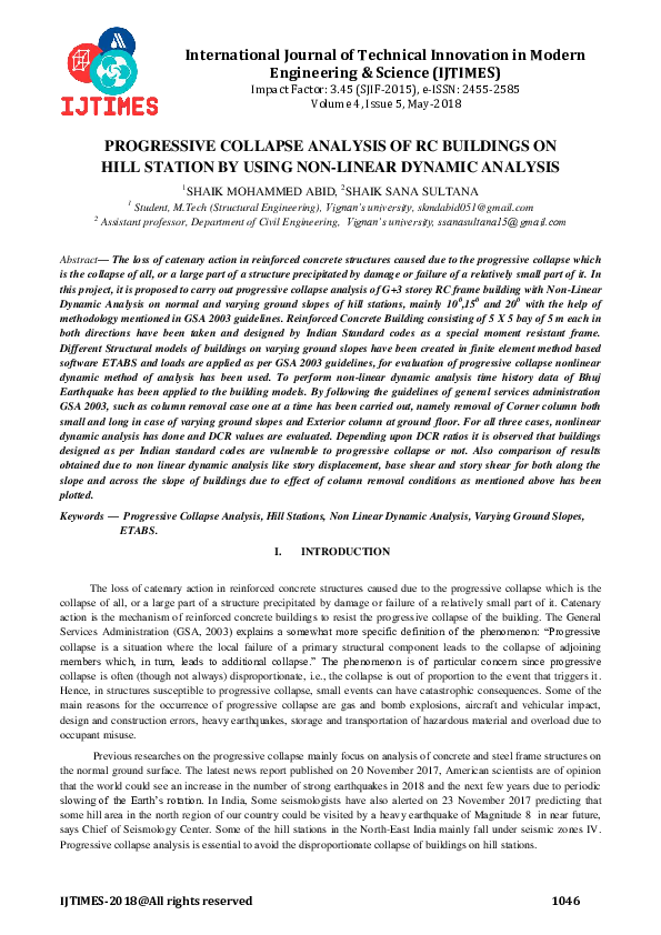 (PDF) PROGRESSIVE COLLAPSE ANALYSIS OF RC BUILDINGS ON HILL STATION BY USING NON-LINEAR DYNAMIC ...