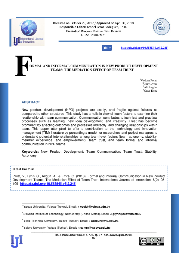 (PDF) FORMAL AND INFORMAL COMMUNICATION IN NEW PRODUCT DEVELOPMENT ...