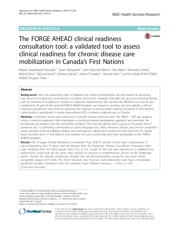 (PDF) The FORGE AHEAD clinical readiness consultation tool: a validated ...