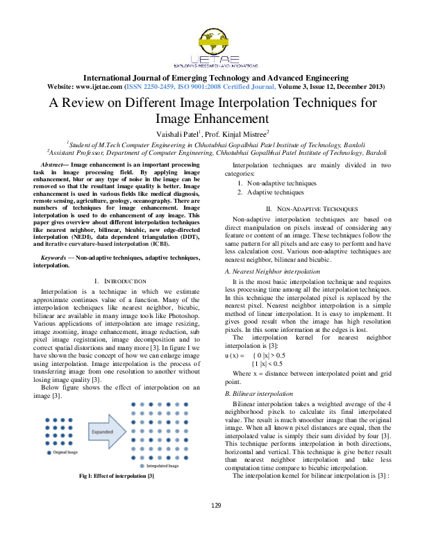 Pdf A Review On Different Image Interpolation Techniques For Image Enhancement