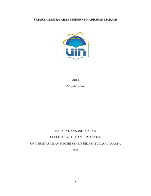 (PDF) SEJARAH SASTRA ARAB MODERN : MADRASAH MAHJAR