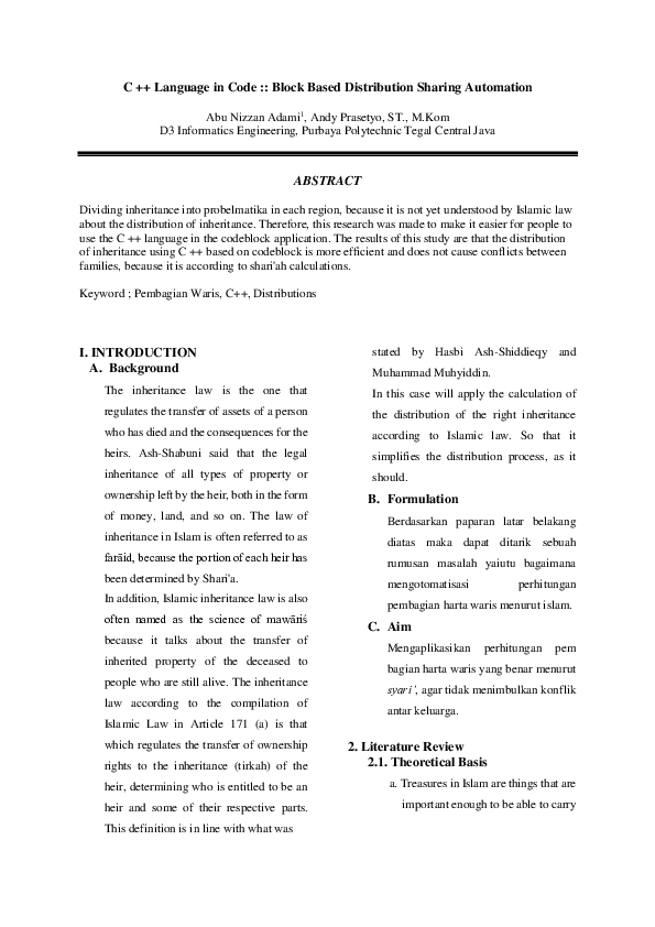 (PDF) C ++ Language in Code Block Based Distribution Sharing Automation