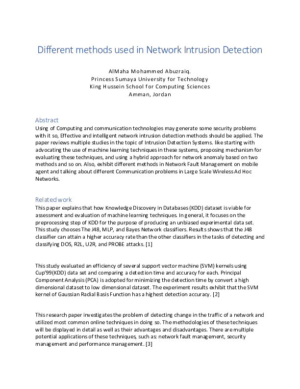 (PDF) Different methods used in Network Intrusion Detection