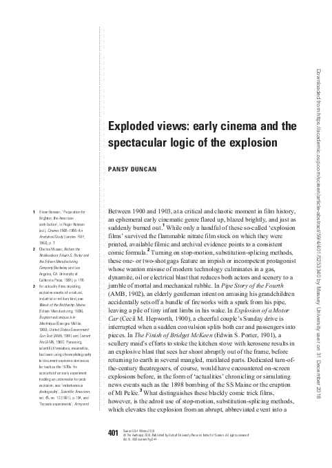 (PDF) "Exploded Views: Early Cinema and the Spectacular Logic of the ...