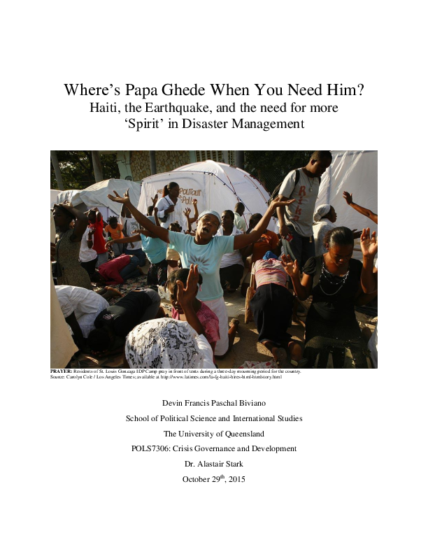 (PDF) Where's Papa Ghede When You Need Him? Haiti, the Earthquake, and ...