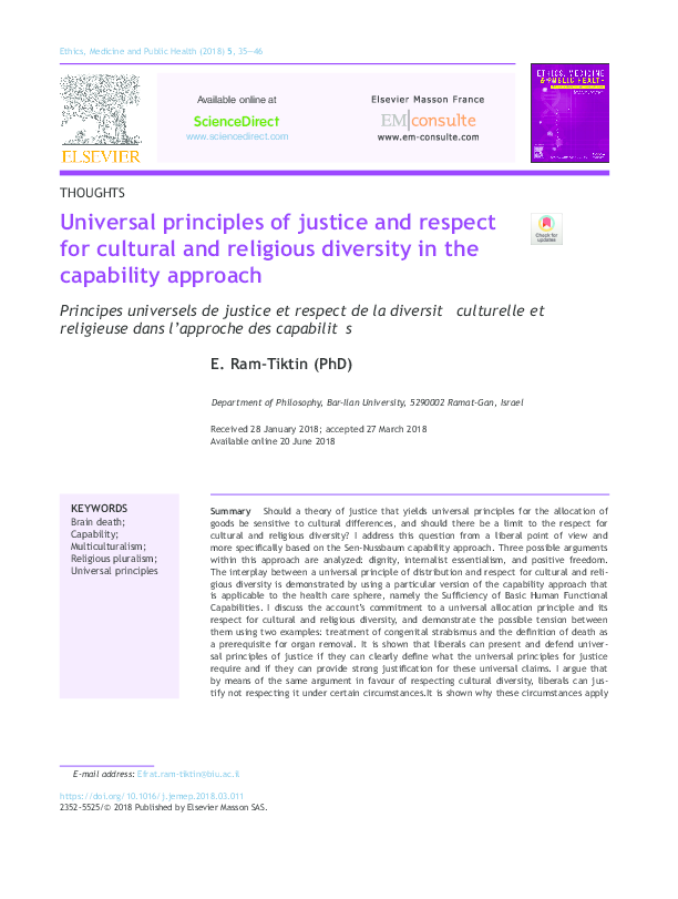 (PDF) Universal principles of justice and respect for cultural and ...