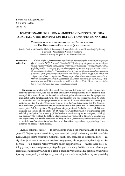 (PDF) Construction and validation of the Polish version of The ...